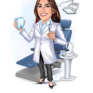 Female Dentist Gift for Women, Dentist Caricature From Photo, Funny ...
