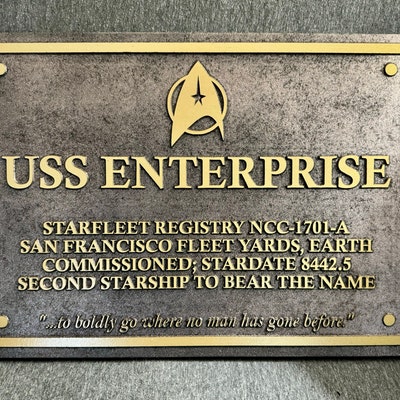 Star Trek USS Enterprise Dedication Plaque Replica MDF 16x12 - Etsy