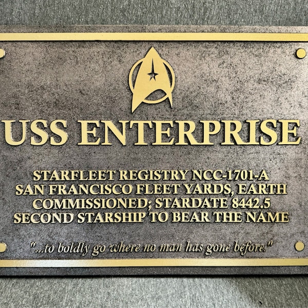 Star Trek USS Enterprise Dedication Plaque Replica MDF 16x12 - Etsy