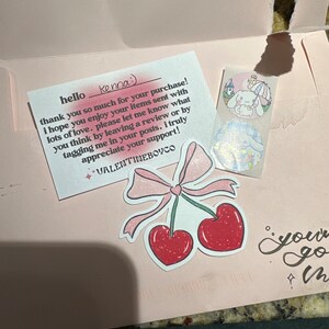 Coquette Vinyl Stickers Teddy Bear, Cherry Hearts, Bunny, Rabbit - Etsy