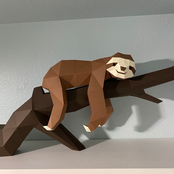 Sloth Digital Template, Sloth PDF Paper Craft, Sloth Origami, Sloth ...