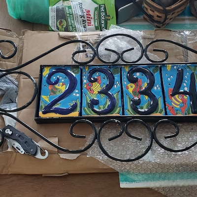 Iron Frame Plaque Holder for Tiles House Numbers Home Address Tiles ...