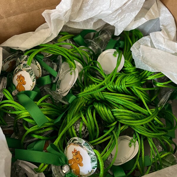 Lion King Theme Baby Shower Pacifiers Guest Favor Necklaces, Baby ...