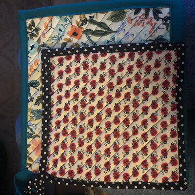 Pair 2 Oversized Handcrafted Quilted Potholders Hotpads Trivets,tasty ...