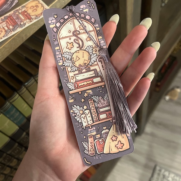 2"x6" Witch Library Halloween Bookmark With Tassel, Spooky Aesthetic ...