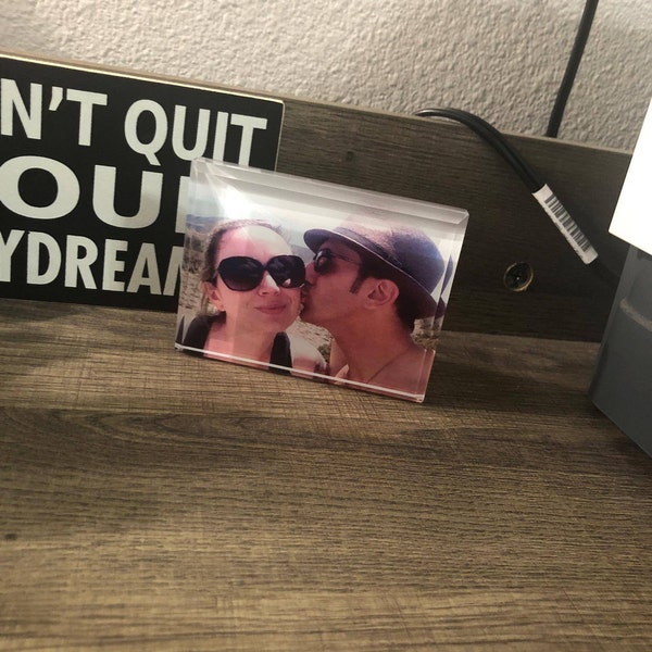 Personalized Glass Photo Paperweight | Custom Crystal Cut Desk Decor ...