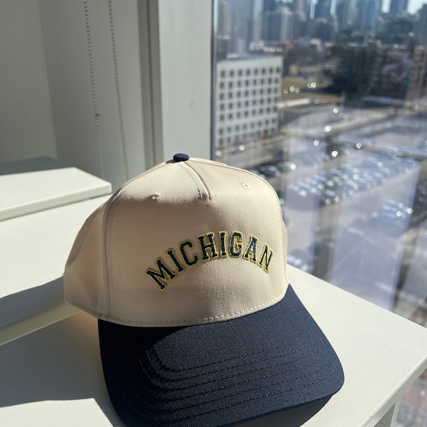 Michigan Two Tone Hat - Custom University Cap State Retro Block ...