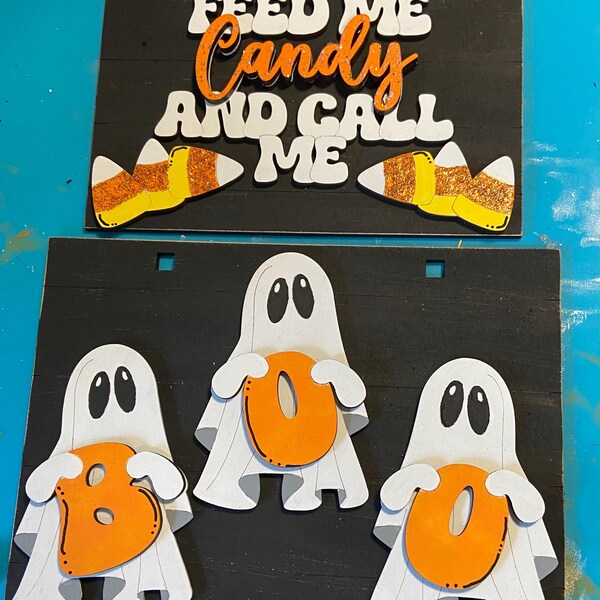 Boo Crew DIY Easel Sign, Feed Me Candy, Halloween Craft, Ghost Craft - Etsy