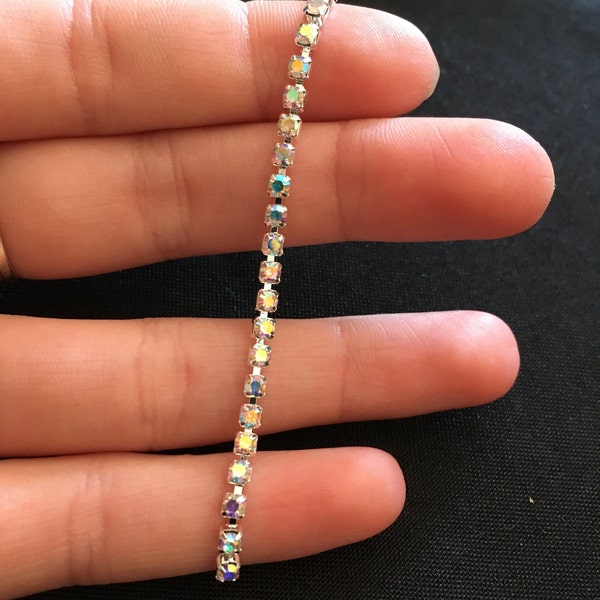 Iridescent AB Multi Color Rainbow Crystal Rhinestone Diamond Bling Trim ...