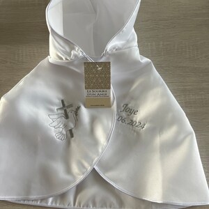 Satin White Baptism Cape Embroidered and Custom Cross and Dove - Etsy