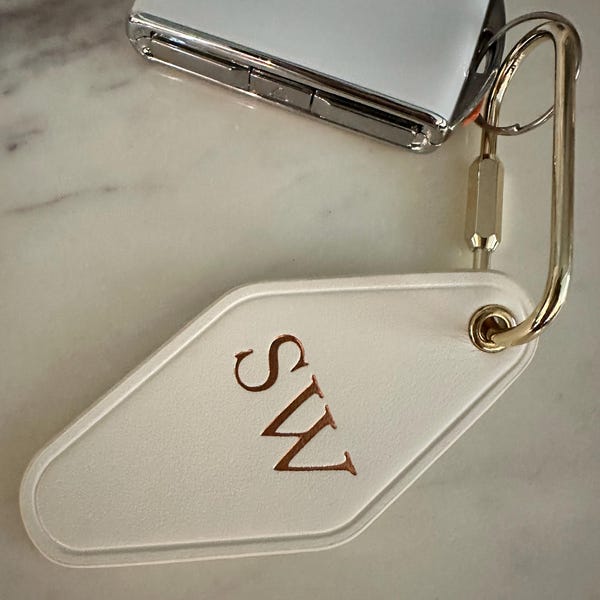 Embossed Diamond Leather Keychain (initials) - Modern Key Rings, Custom ...