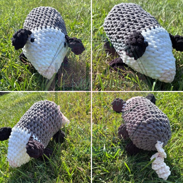 Crochet Possum Pattern NO SEW Opossum Laying Down Sploot Regular Size ...