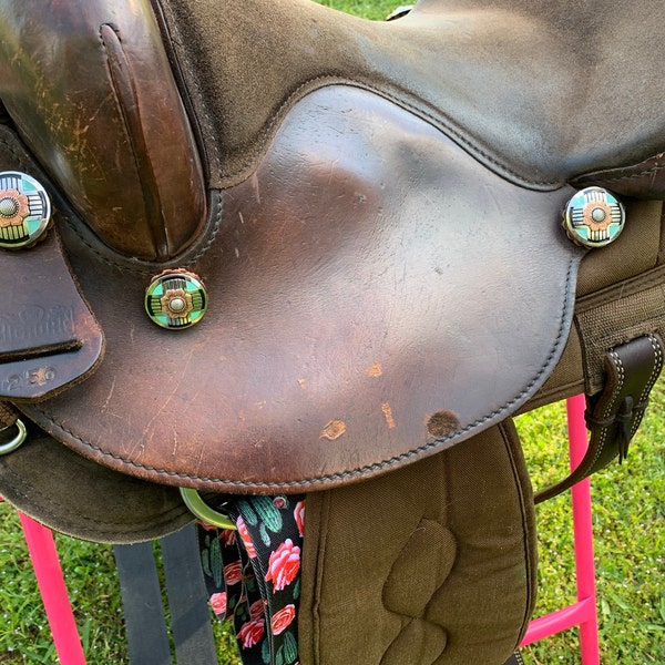 Set of 6 - Pecos Flower Saddle Concho Set Nickel, Copper, Brass and ...