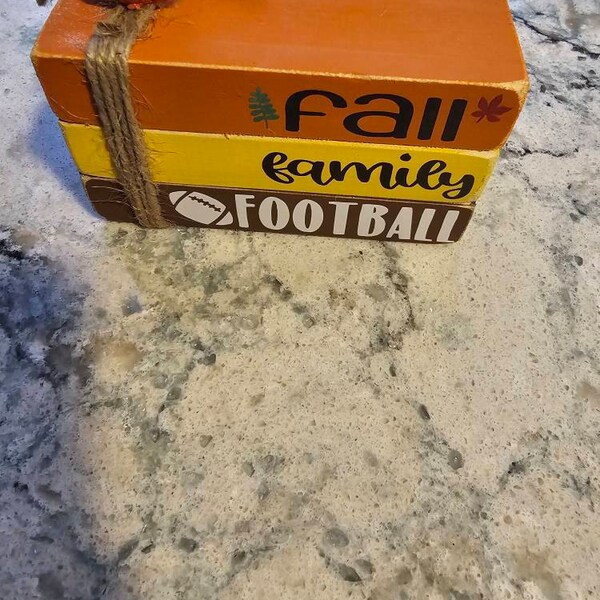 Football Mini Wood Book Stack/ Tier Tray Decor/ Football Decor/ Book ...