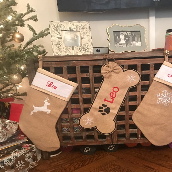 Personalized Dog Stocking, Burlap Pet Stocking, Personalized Stocking ...