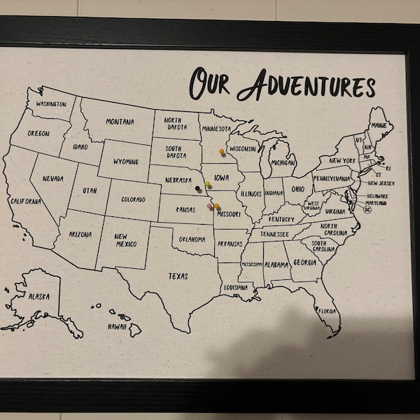 USA Map With Push Pins to Track Travels, Our Adventures Travel Map ...