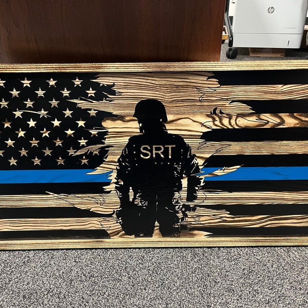 Custom Thin Blue Line Flag - Police Flag - Wood Flag - Etsy