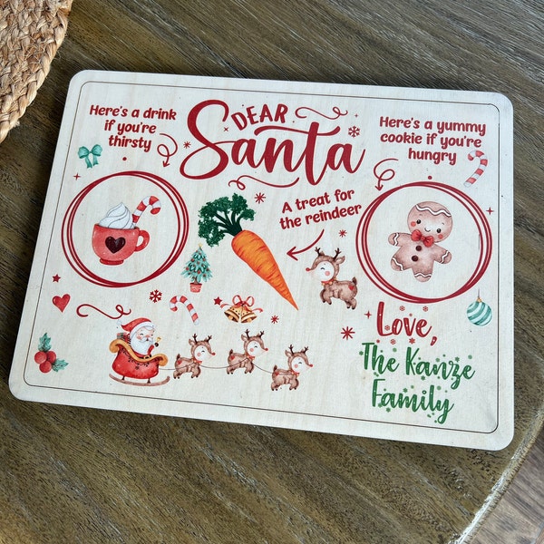 Wooden Santa Milk and Cookie Tray, Personalized Santa Cookie Tray ...