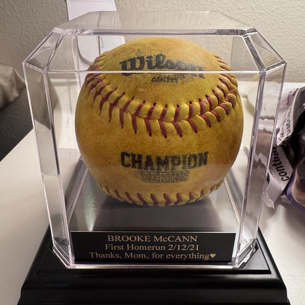 Clear SOFTBALL Display, With Name Plate | HOME RUN or Game Ball Display ...