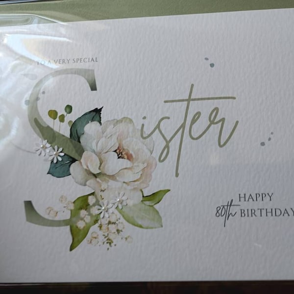 Personalised Handmade Sister Birthday Card: Green Floral Design - Etsy UK