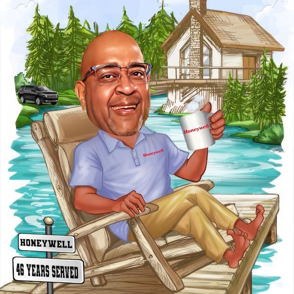 Personalized Retirement Cartoon Portrait, Custom Retirement Caricature ...