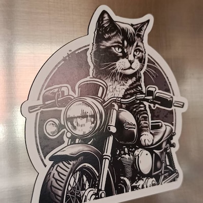 Motorcycle Helmet Sticker Cat on Motorcycle Sticker Gift for Cat Lovers ...