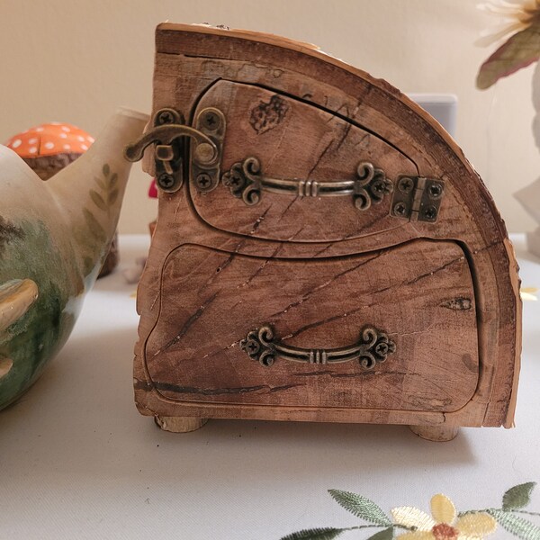 Rustic Log Box From Firewood With Bark, Fairy Drawer, Pear Wood ...