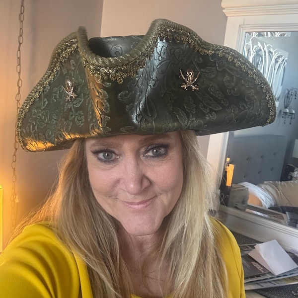 Brown Leather Tooled Tri Corner Pirate Hat - Etsy