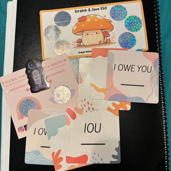 Laminated IOU Card Bundle, I Owe You Slips, IOU Placeholders, Set of 6 ...