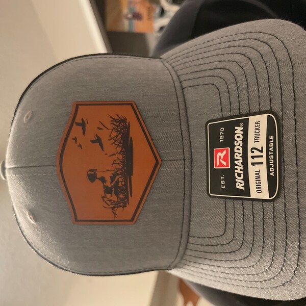 Pheasant/brittany Spaniel Leather Patch Hat, Laser Engraved, Richardson 112 Snapback Osfm ...