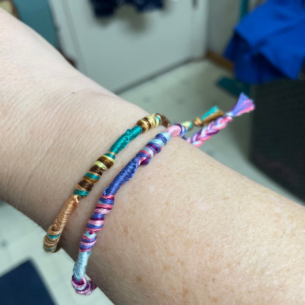 Boho Fringe Cotton Keychain, Case of Stripes Friendship Bracelet ...