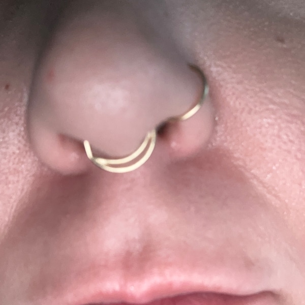 Half Moon Nose Ring, 14k SOLID GOLD Septum Earring, Solid Gold Nose ...