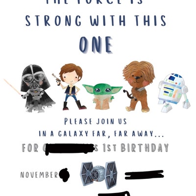 Star Wars Inspired Birthday Invitation Star Wars 1st Birthday Invite ...