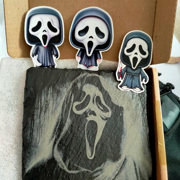 Scream Inspired Ghostface 10cm X 10cm Engraved Slate Coasters - Etsy UK