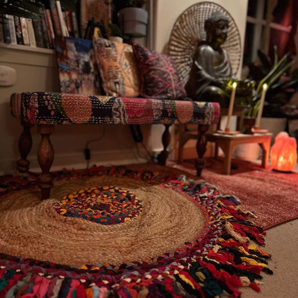 Indian Handmade Braided Jute Chindi Rug With Fringe Round Rug Home ...