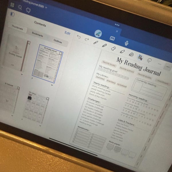 Digital Reading Journal | Classic Paper Texture Reading Planner for ...