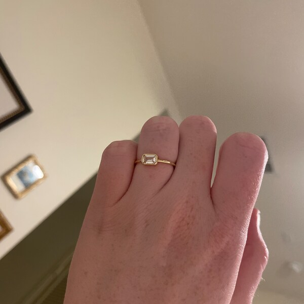 Baguette Ring, Rectangle Ring, Bezel Set Ring, Bezel Set Engagement ...