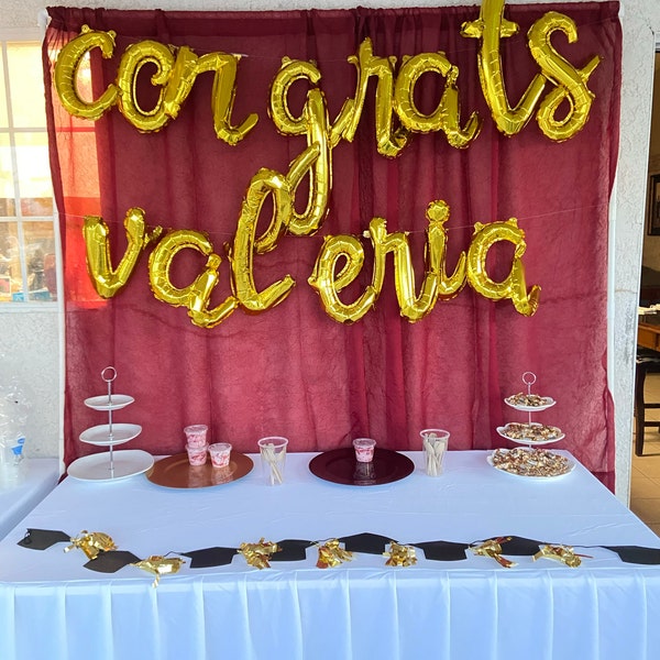 CONGRATS Cursive Balloon Banner W/ Custom Name Cursive Letter Balloons ...