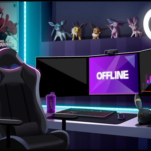4x Animated Stream Screen for Twitch | Pink Girl Game Room | Neon Game ...