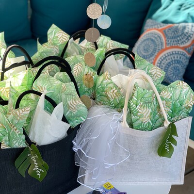 Palm Leaf Name Tag Monstera Name Tag for Bags, Tropical Bachelorette ...