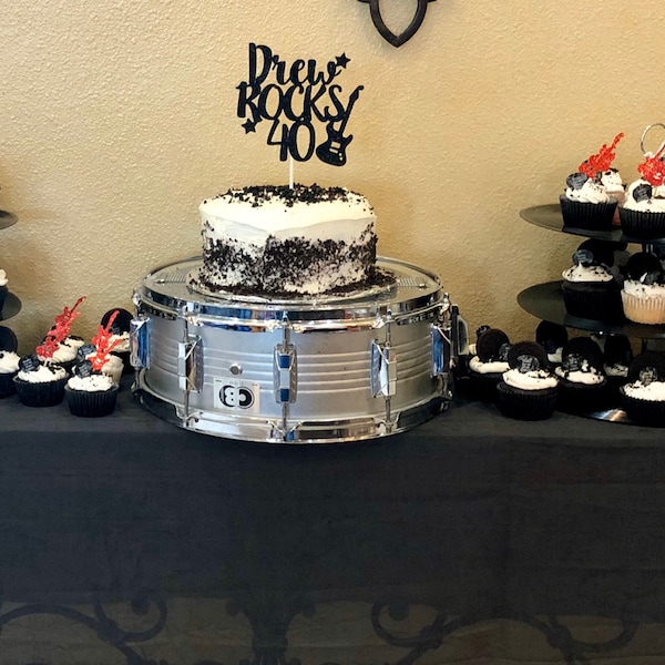 ANY NAME & AGE Custom Rocks Cake Topper, Rock 'n Roll Cake Topper, Rock ...