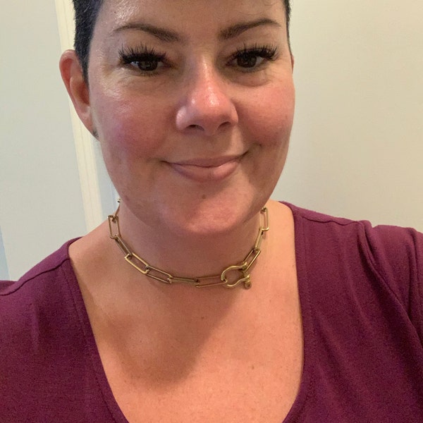 Rocker Jewelry, Shackle Lock Link Necklace, VINTAGE Raw Brass - Etsy