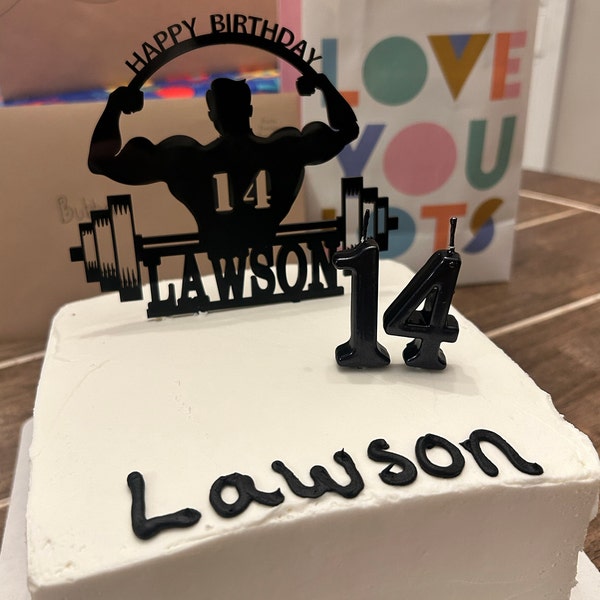 Bodybuilder Cake Topper, Strong Man Birthday Cake Topper, Weightlifter ...