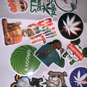 10-200 PCS Vinyl Waterproof Weed Stickers for Adults Cool Funny DIY ...