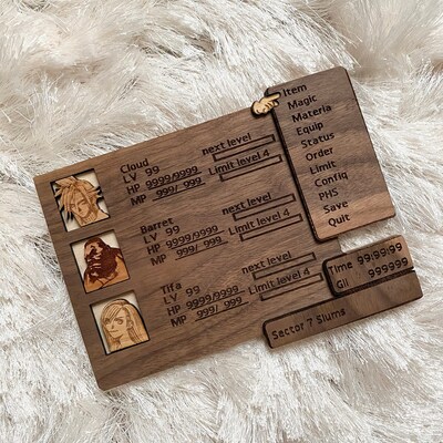 Custom Wooden Final Fantasy 7 Menu Screen With Characters You Can Pick ...