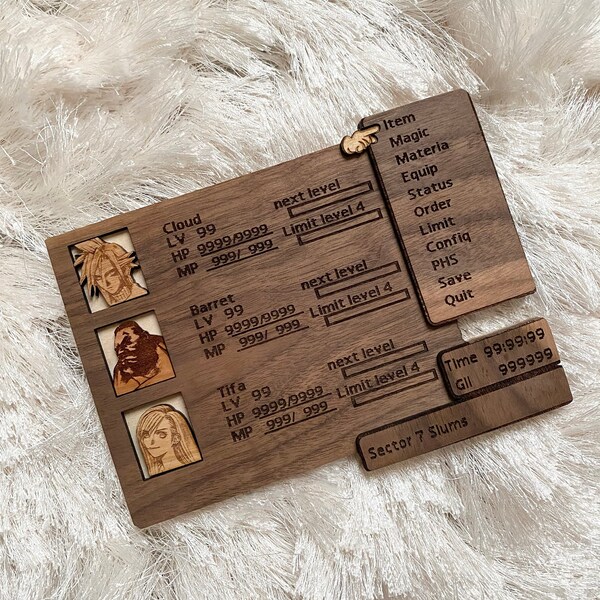 Custom Wooden Final Fantasy 7 Menu Screen With Characters You Can Pick ...