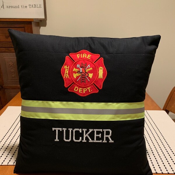 Personalized Firefighter Pillow Cover, Embroidered Maltese Cross ...