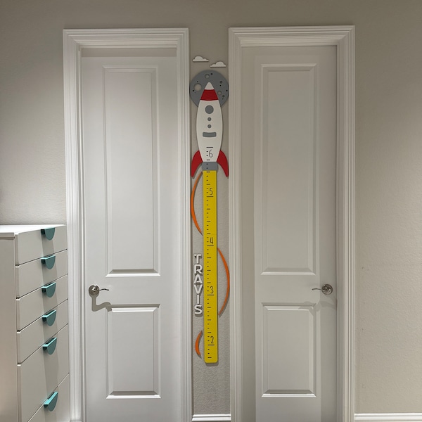 Personalized Space Themed Growth Chart Wooden Growth Chart Rocket Ship ...