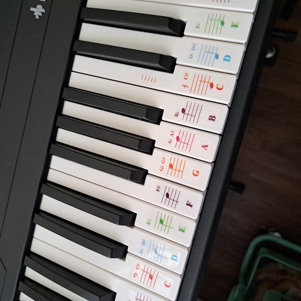 Color Piano Stickers for 49/61/ 76/88 Key Keyboards – Transparent and ...