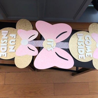 Minnie Mouse Door Sign,minnie Mouse Birthday,pink and Gold Minnie Mouse ...